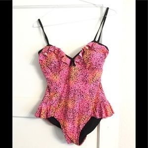 Coco Rave | Swim | Coco Rave Ruffled Hot Pink Orange Animal Print ...